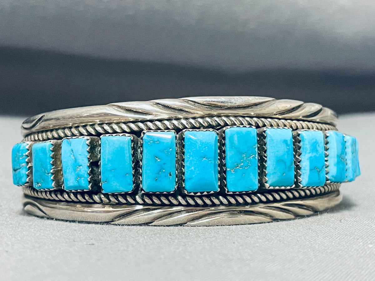 Thomas Tso Vintage Native American Navajo Turquoise Sterling Silver Br ...