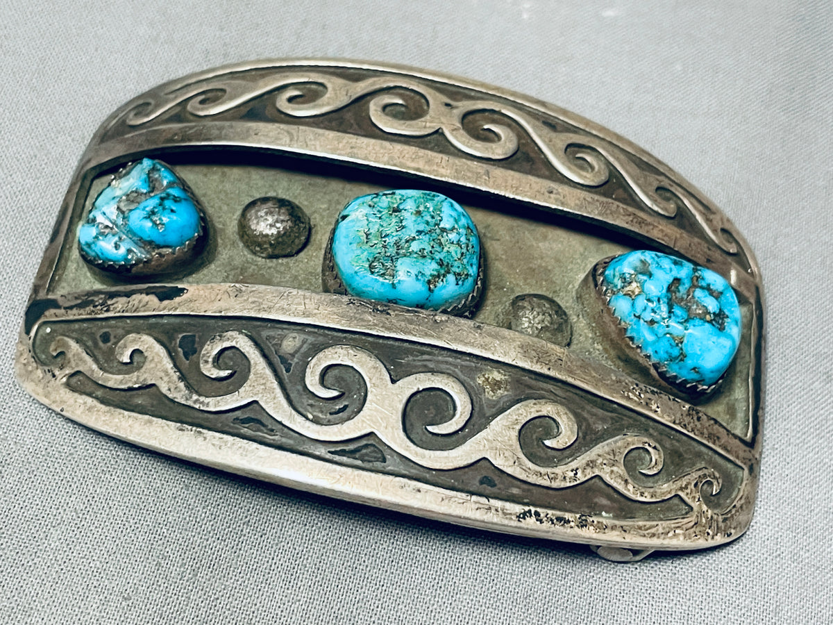 Waves Of Water Vintage Native American Navajo Turquoise Sterling Silve ...