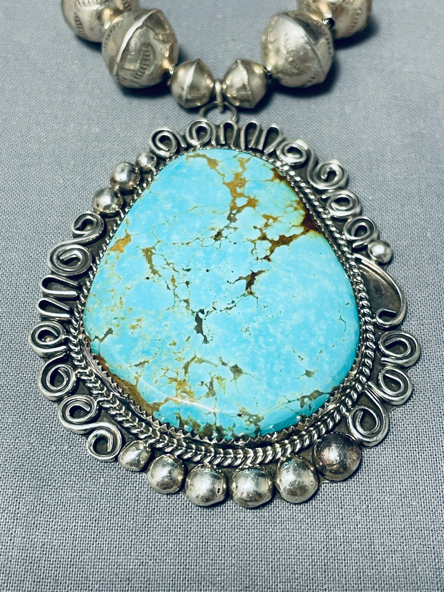 Leo Nez Vintage Native American Navajo #8 Turquoise Sterling Silver Ne ...