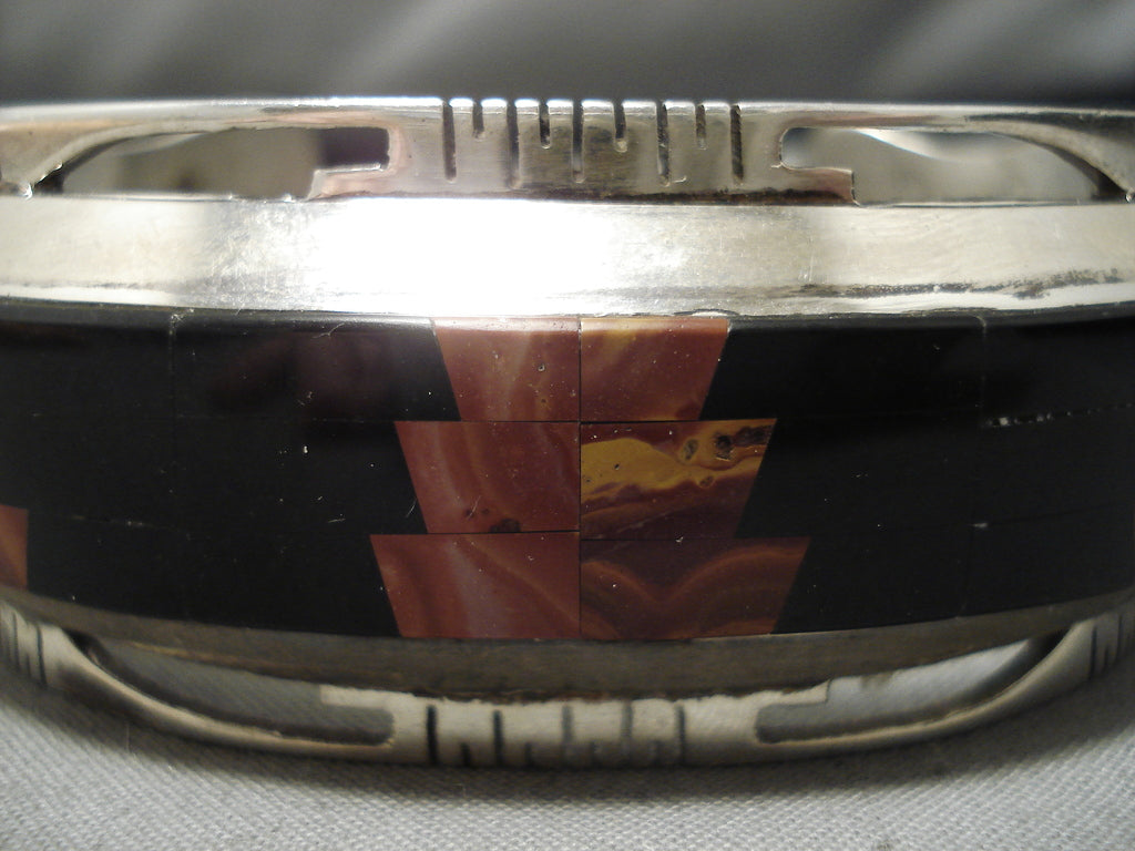 Museum Utah Rocks Vintage Native American Navajo Sterling Silver Inlai ...