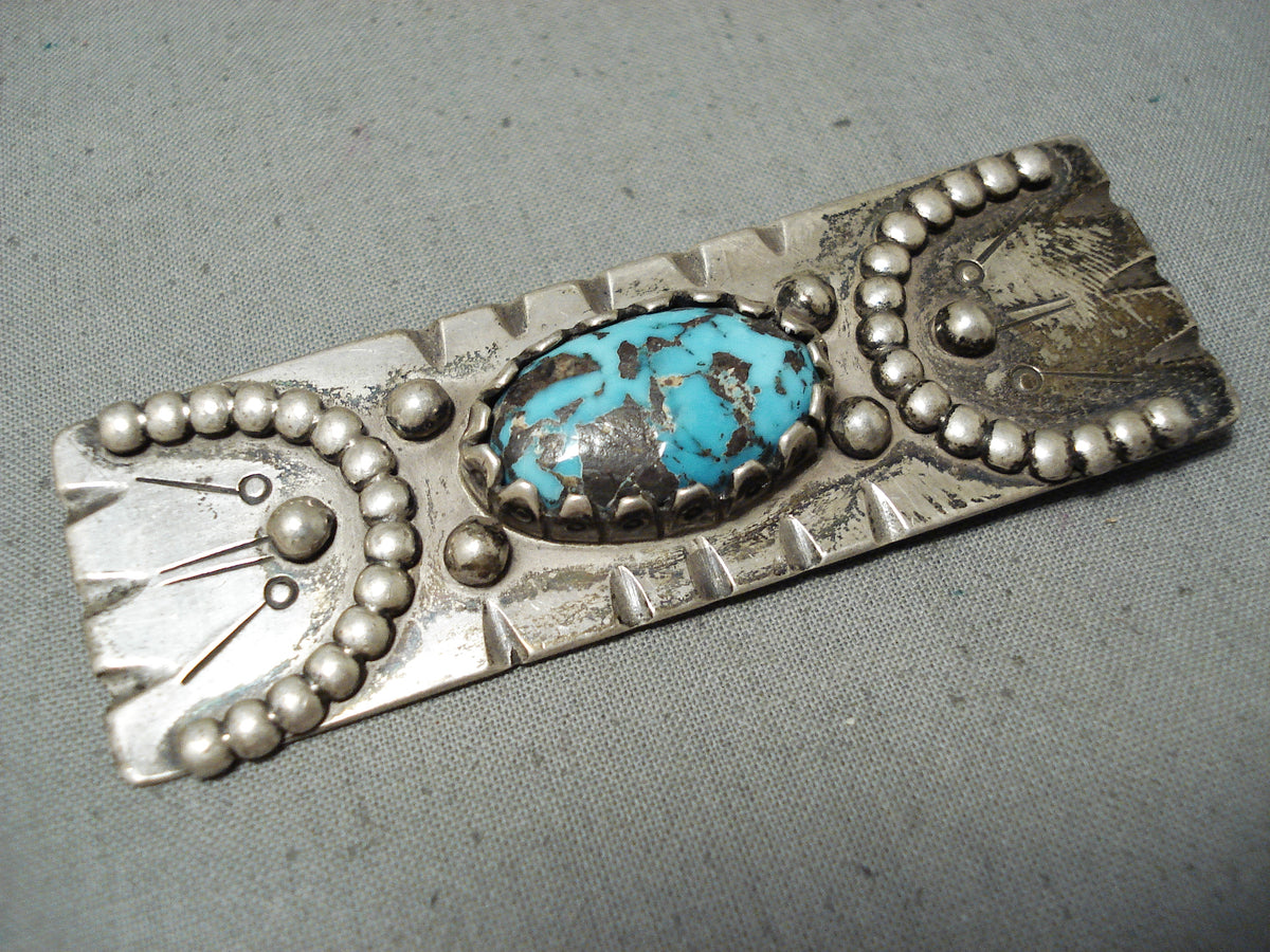 Important Vintage Native American Navajo Godber Turquoise Sterling Sil ...