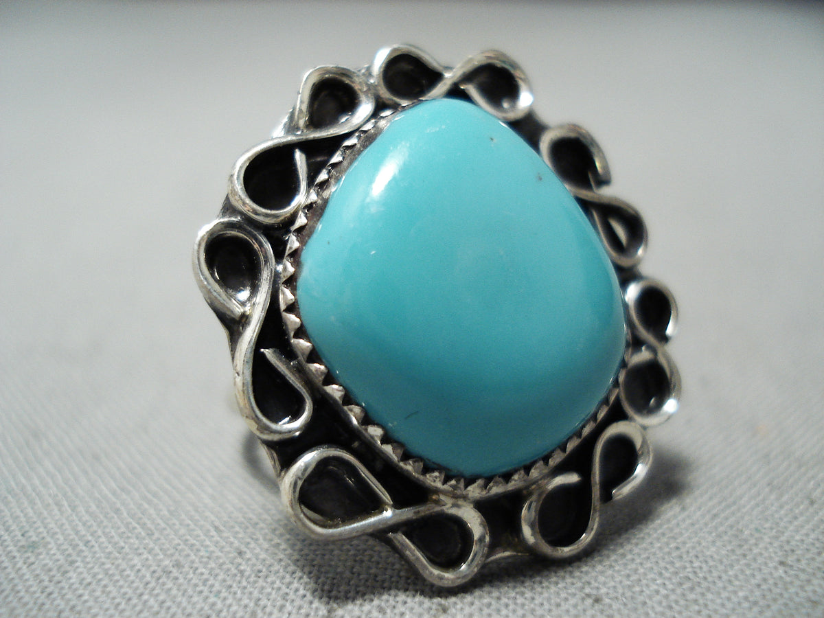 Amazing Vintage Native American Navajo Sky Blue Turquoise Sterling Sil ...