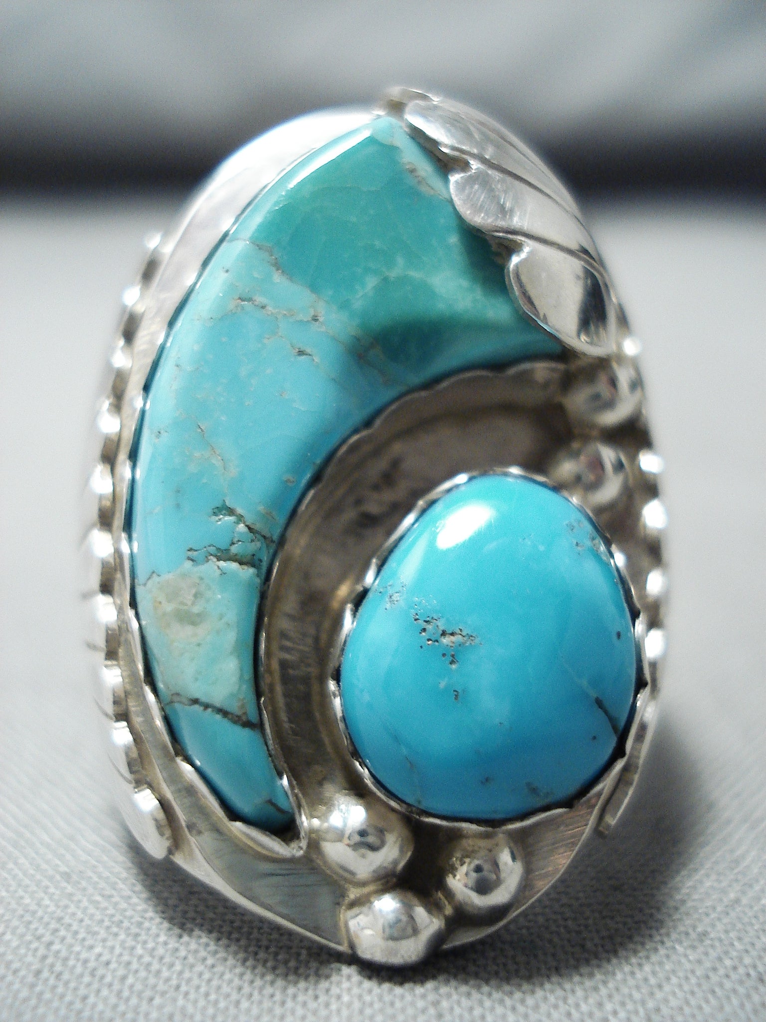 Amazing Signed Native American Navajo Turquoise Sterling Silver Ring ...