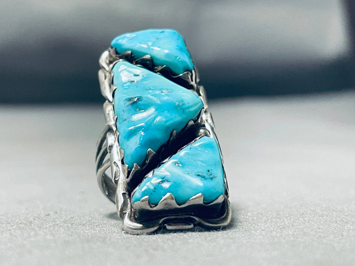 Important Quam Vintage Native American Zuni Turquoise Sterling Silver ...