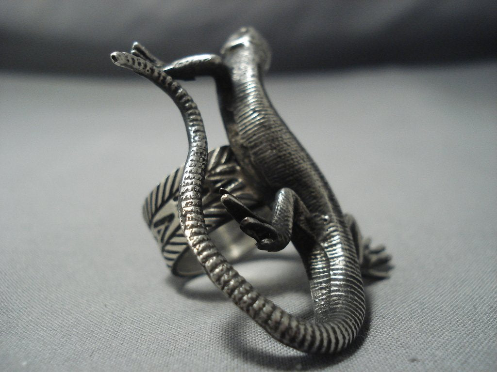 Amazing Huge Navajo Lizard Sterling Native American Jewelry Silver Sty ...
