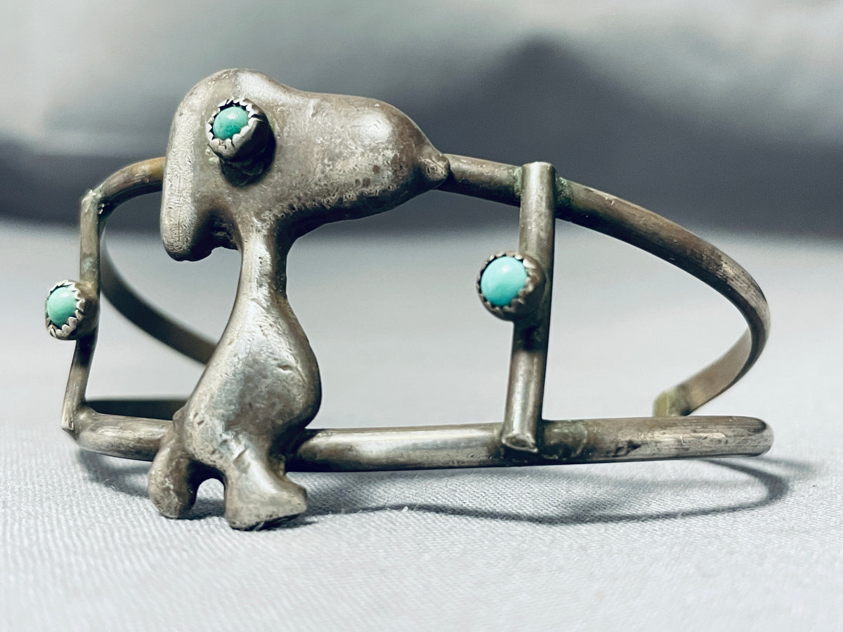 Snoopy Vintage Native American Navajo Turquoise Handmade Sterling Silv ...