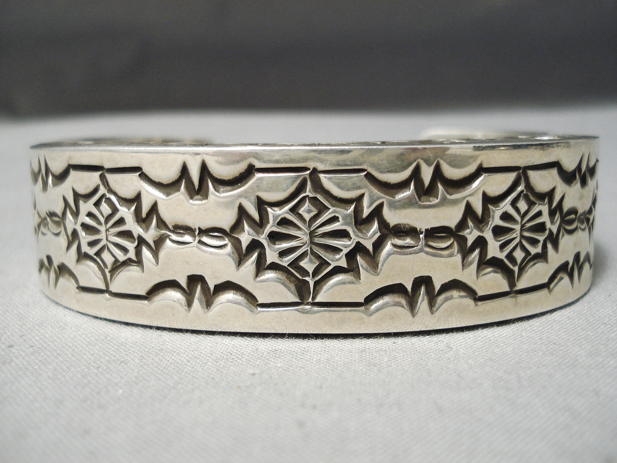 Thick Heavy Sturdy Navajo Stamp Genius Sterling Silver Native American ...