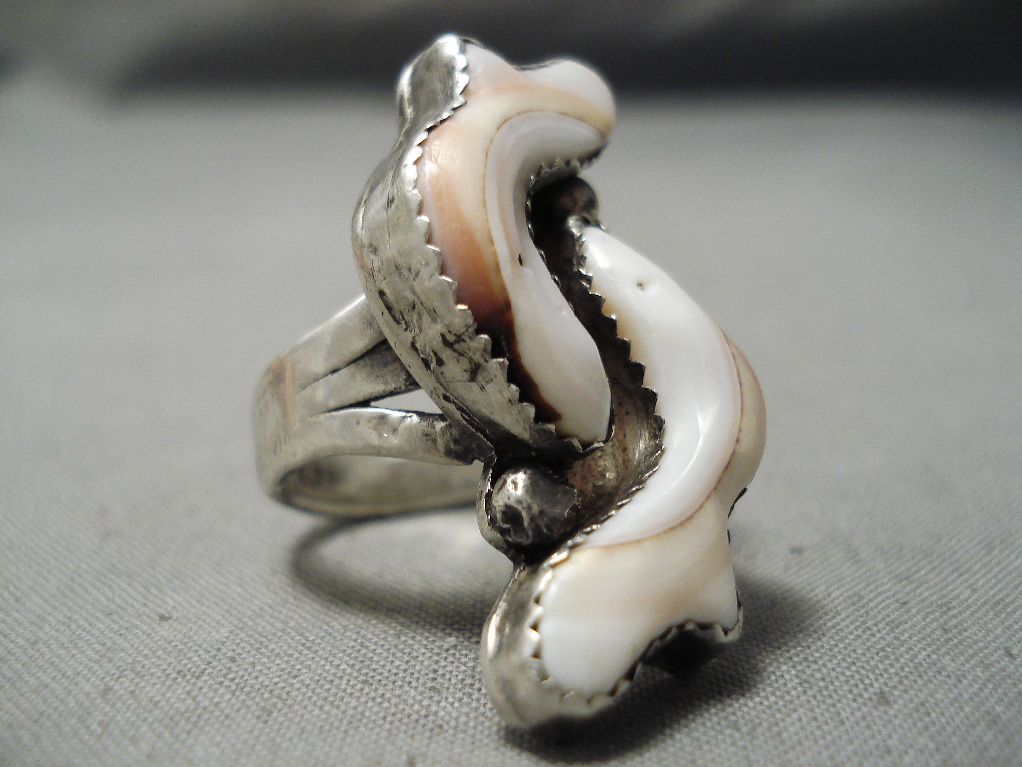 Very Rare White Coral Dolphins Vintage Native American Navajo Sterling ...