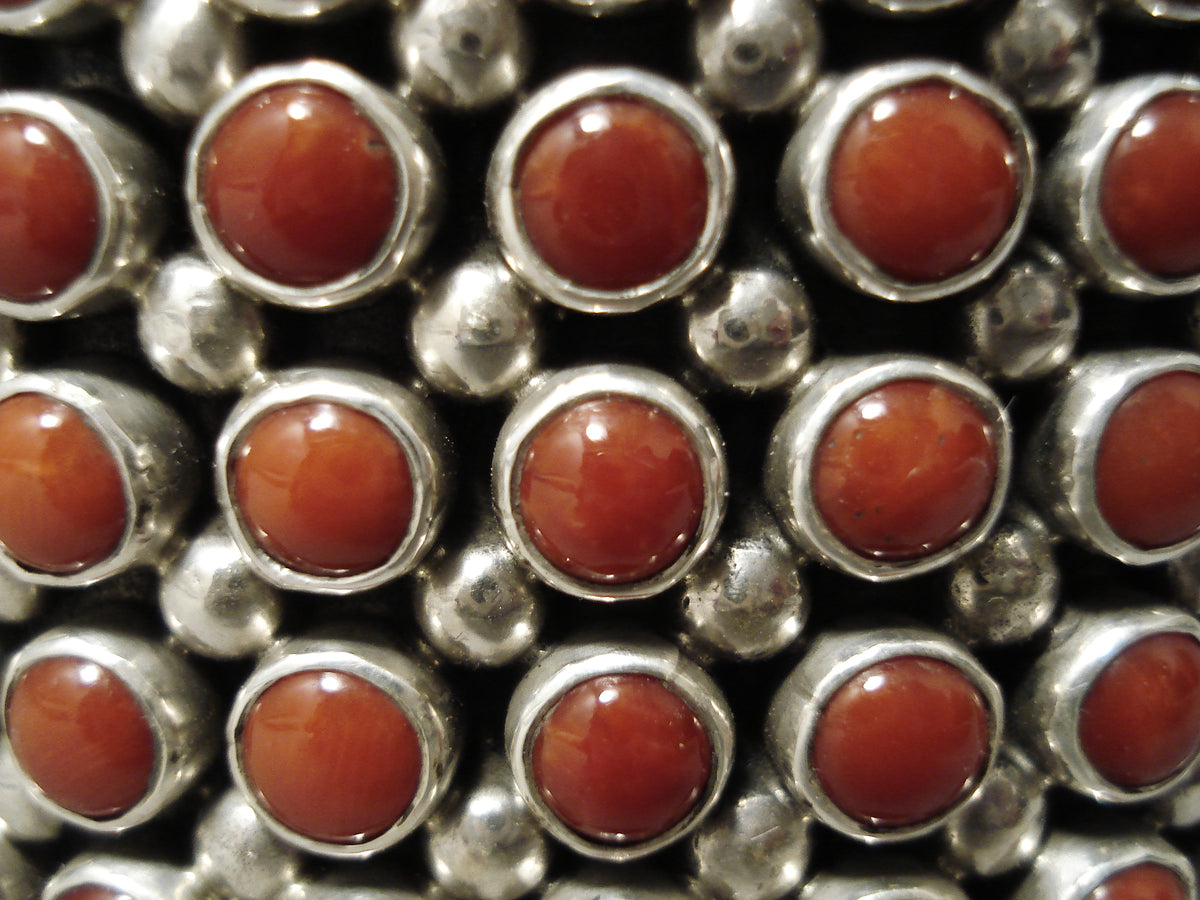 Native American One Of Best Verdy Jake Navajo Coral Sterling Silver Br ...