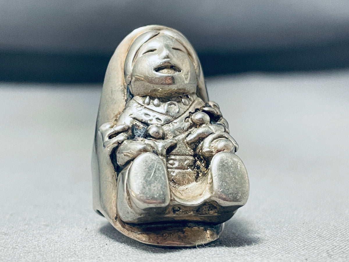 Huge Heavy Vintage Southwestern Sterling Silver Storyteller Ring ...