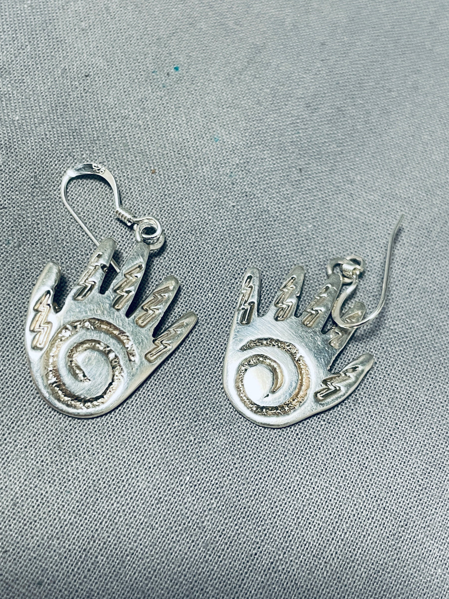 Sensational Native American Navajo Sterling Silver Healing Hands Dangl ...