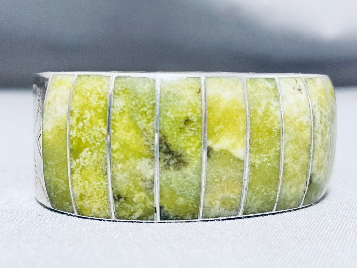 Important Best Vintage Native American Navajo Jade Sterling Silver Inl ...
