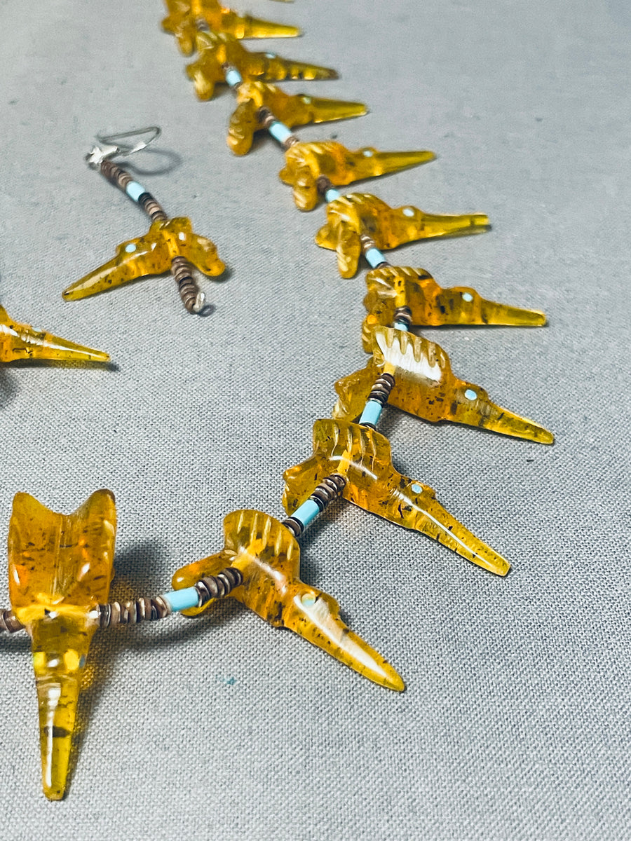 Hand Carved Ancient Tree Sap Vintage Native American Zuni Sterling Sil ...