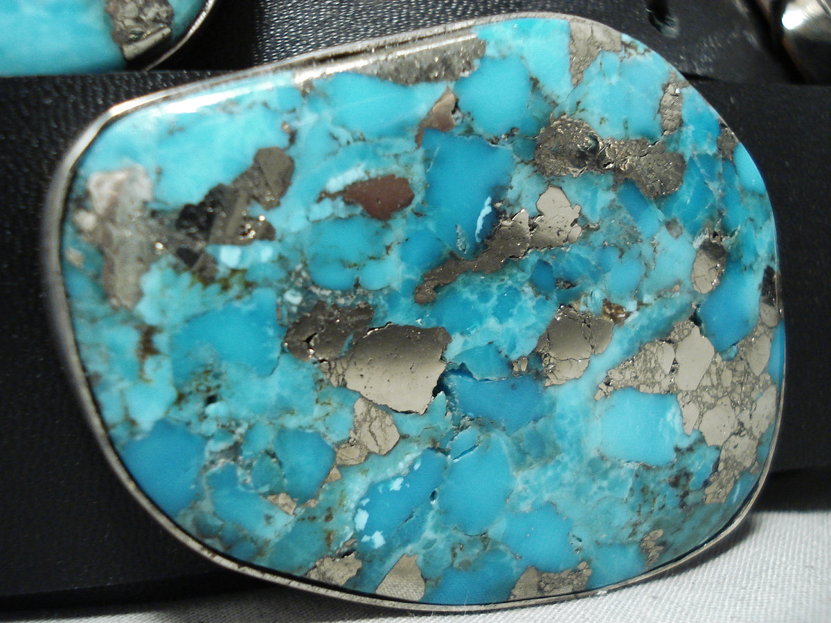 Huge Turquoise Slab Native American Navajo Sterling Silver Concho Belt ...