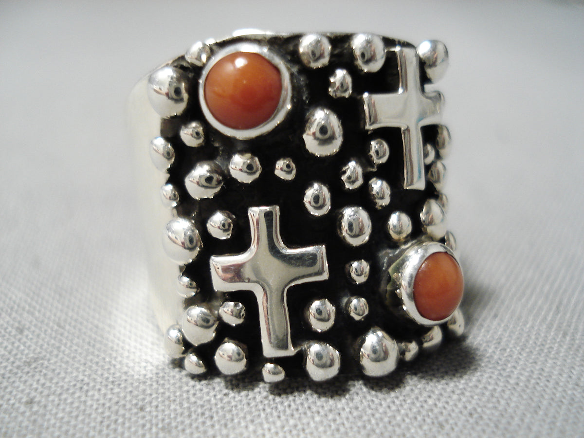 Fabulous Santo Domingo Coral Sterling Silver Ring Native American ...