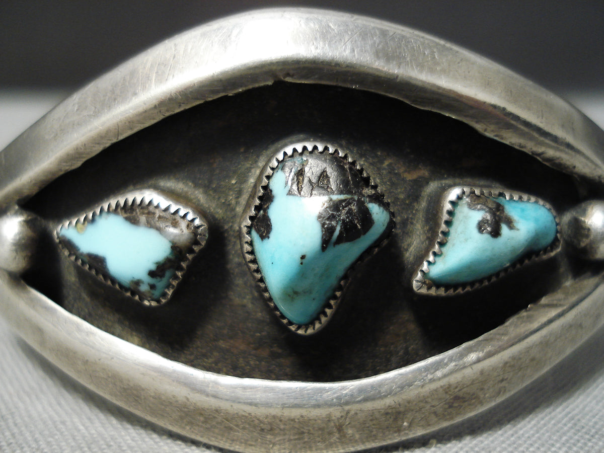 Rare Vintage Native American Navajo Bisbee Turquoise Sterling Silver B ...