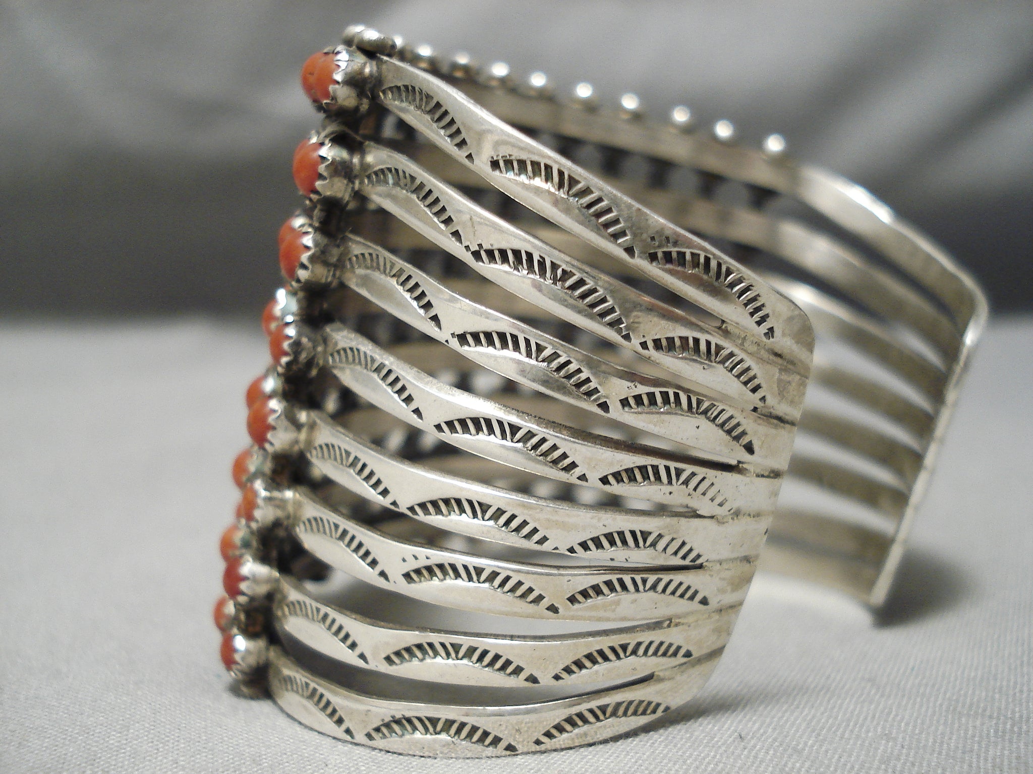 One Of The Best Vintage Zuni/Navajo Coral Snake Eyes Sterling Silver B ...