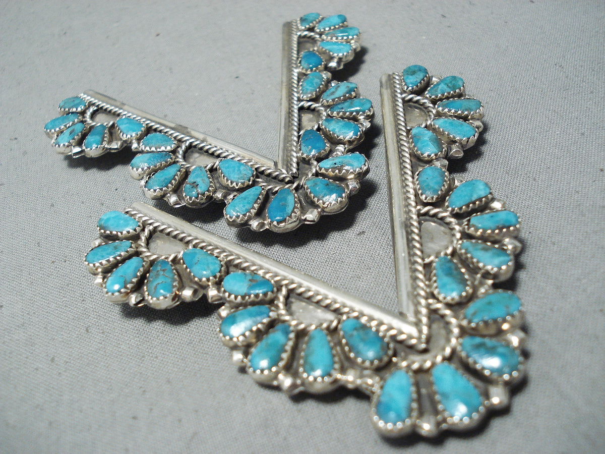 Magnificent Native American Navajo Turquoise Sterling Silver Collar Pr ...