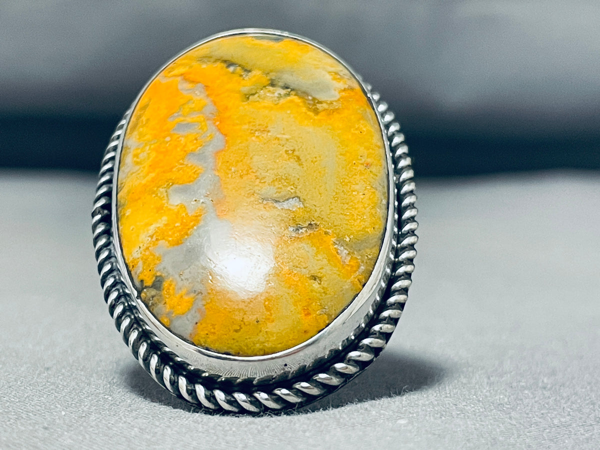 Jake Francosa San Felipe Honey Bee Jasper Sterling Silver Ring – Nativo ...