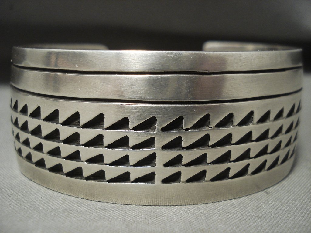 Complex Vintage Hopi/ Navajo 'Plethora Of Triangles' Sterling Native A ...