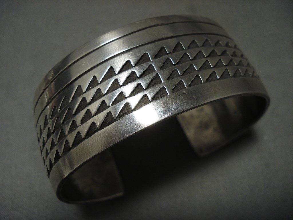 Complex Vintage Hopi/ Navajo 'Plethora Of Triangles' Sterling Native A ...