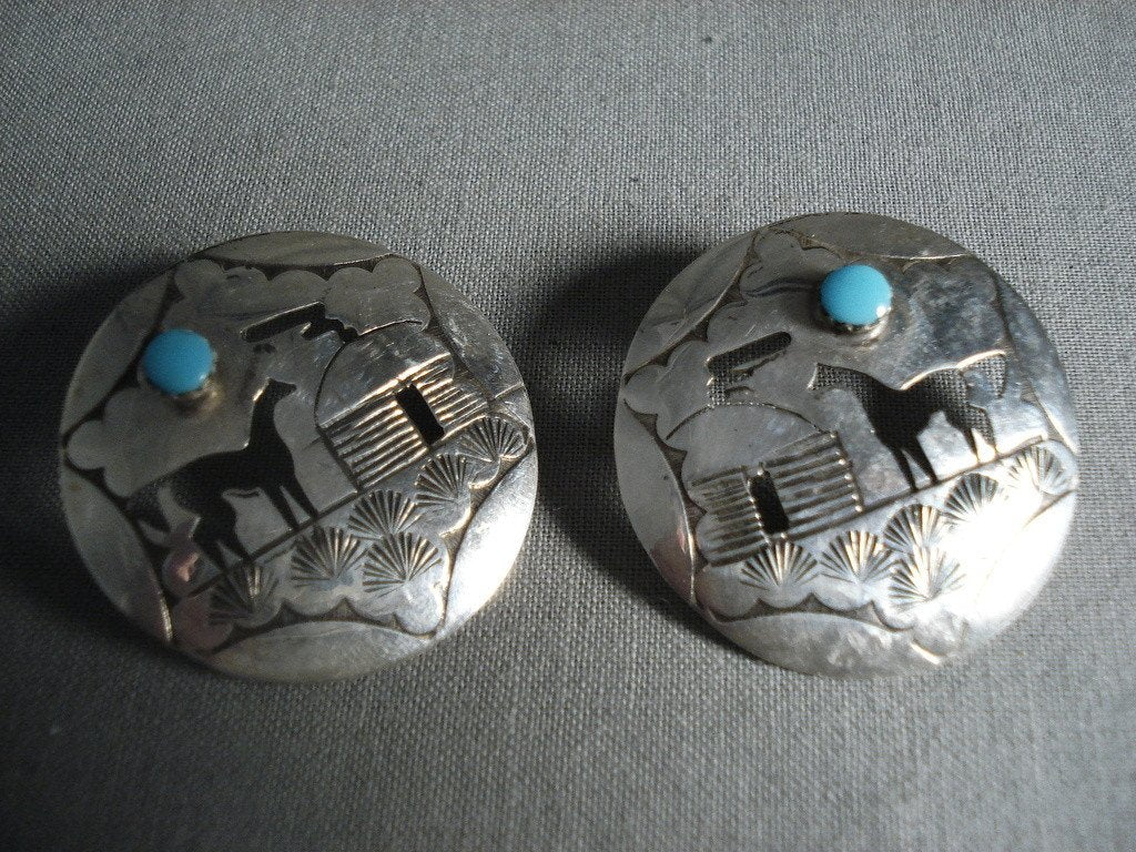 Cute Big Vintage Navajo Snake Eye Turquoise Native American Jewelry Si ...