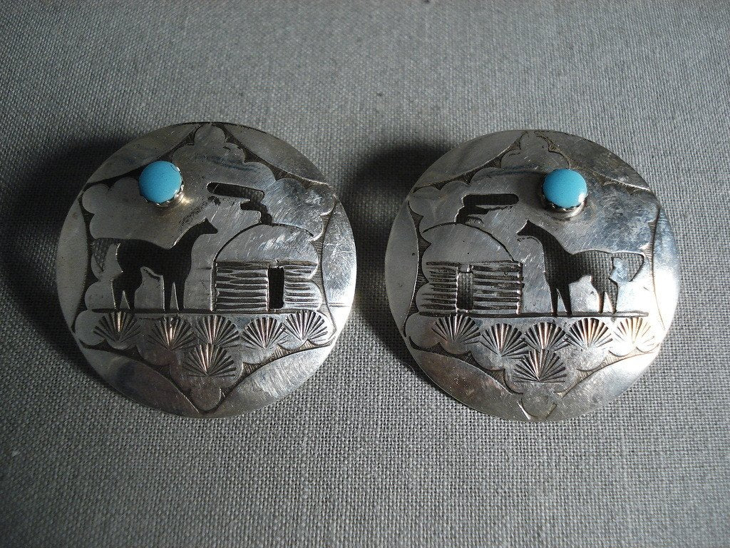Cute Big Vintage Navajo Snake Eye Turquoise Native American Jewelry Si ...
