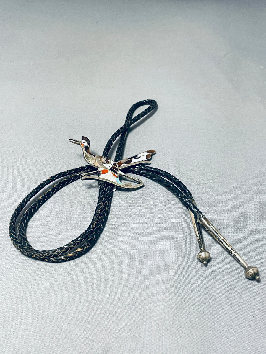 Remarkable Vintage Native American Zuni Sterling Silver Roadrunner Bol ...