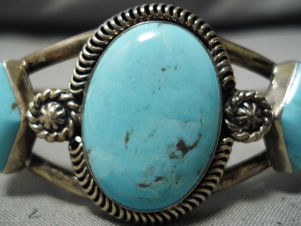 Exceptional Vintage Native American Navajo Sky Blue Turquoise Sterling ...