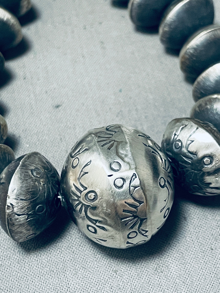 Becenti Rare Longer Native American Navajo Hand Tooled Tubule Sterling ...