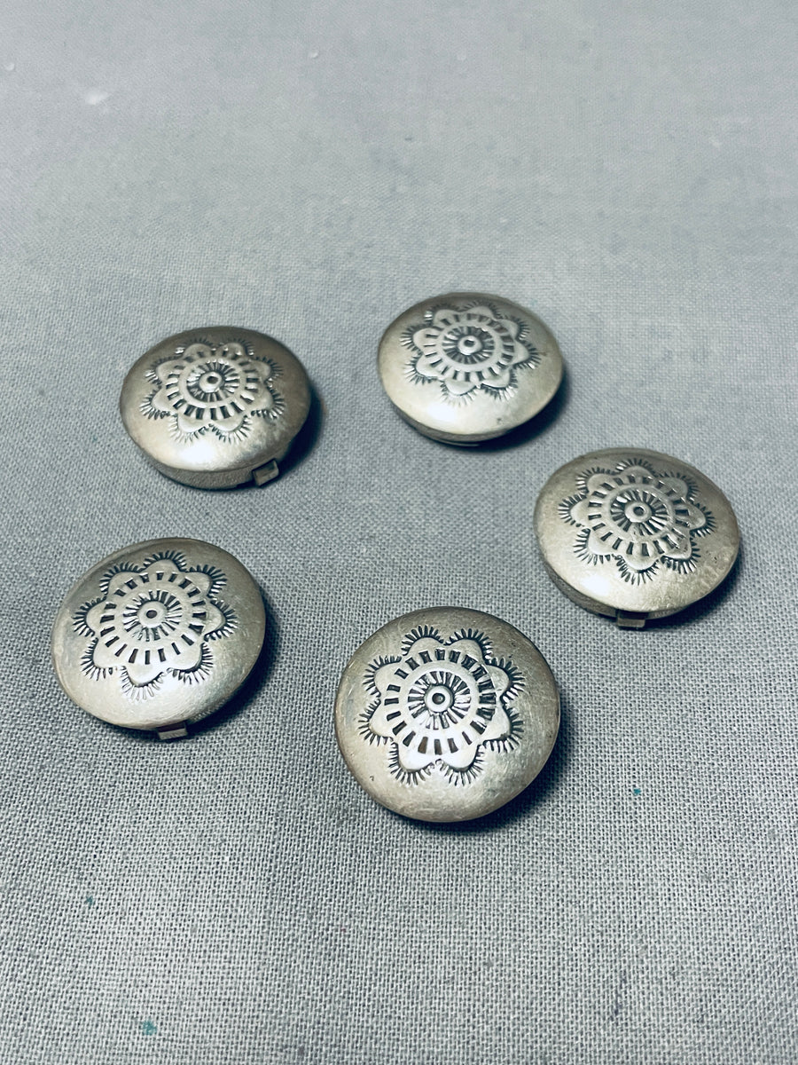 Fantastic Vintage Native American Navajo Sterling Silver Button Covers ...