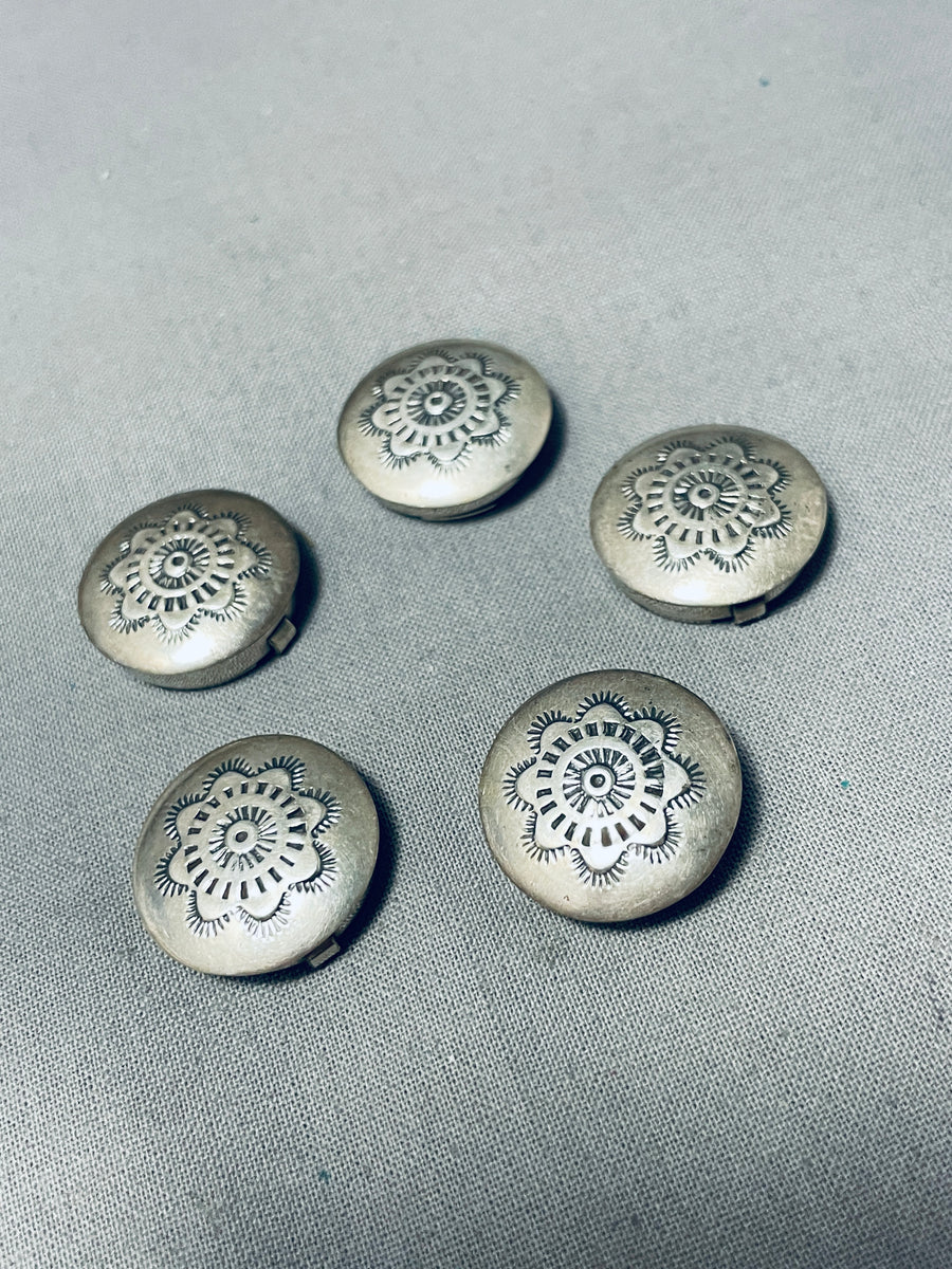 Fantastic Vintage Native American Navajo Sterling Silver Button Covers ...