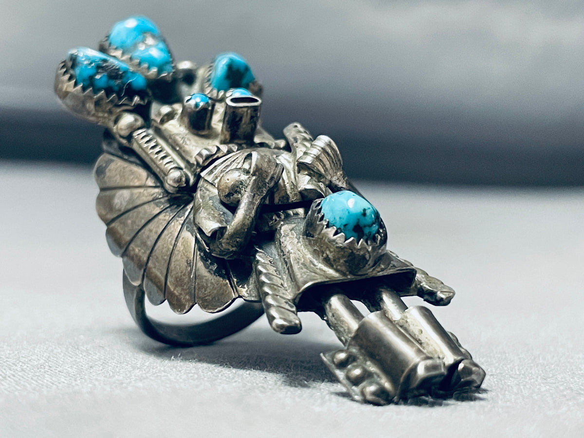 Native American Colossal Vintage Navajo Kachian Turquoise Sterling Sil ...
