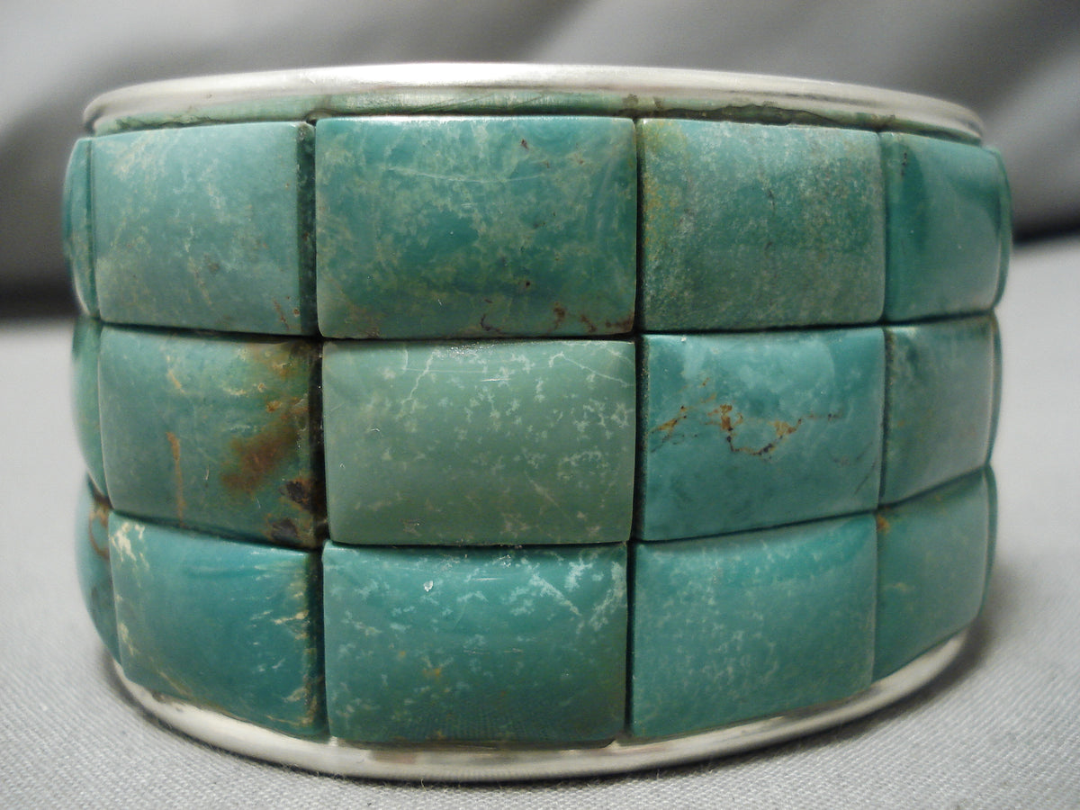 Native American Colossal Stone To Stone Inlay Green Turquoise Sterling ...
