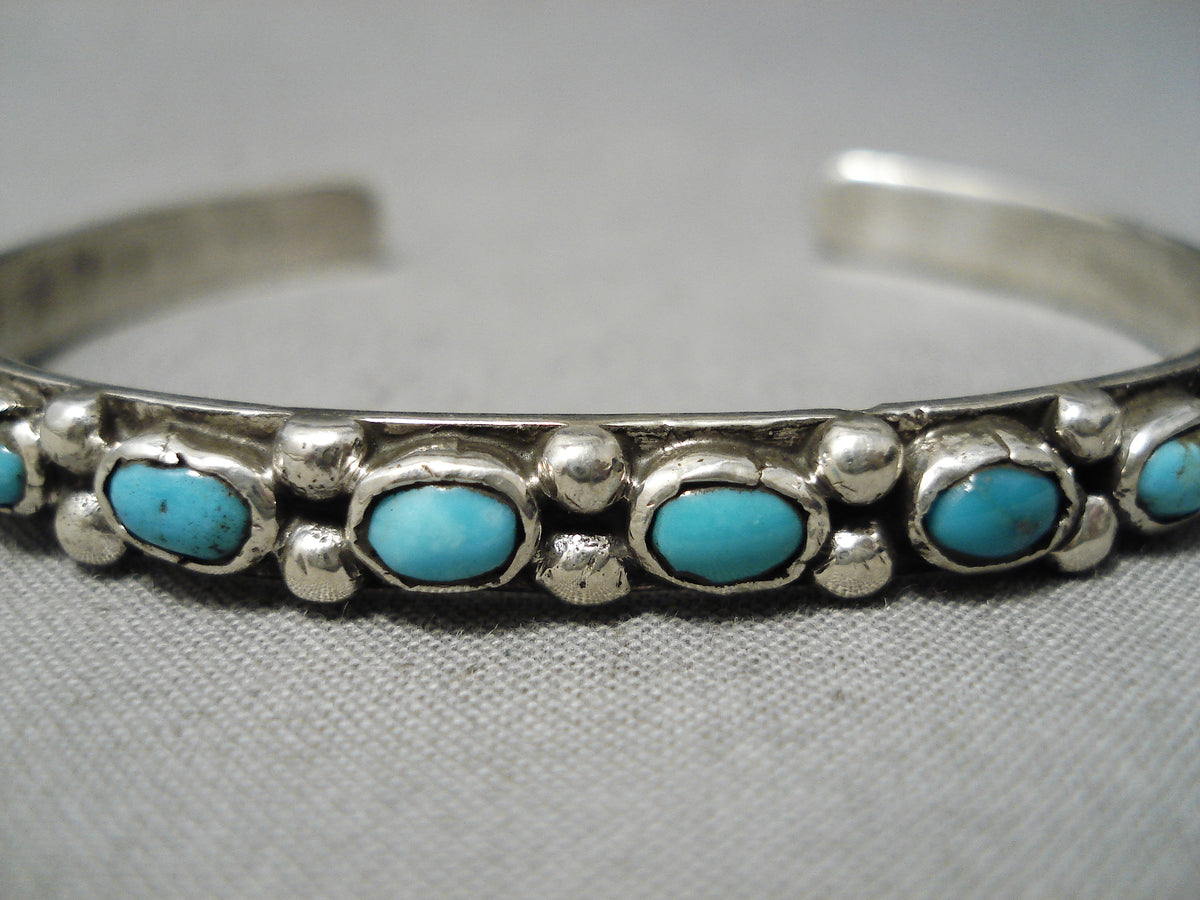 Amazing Vintage Native American Navajo Sky Blue Turquoise Sterling Sil ...