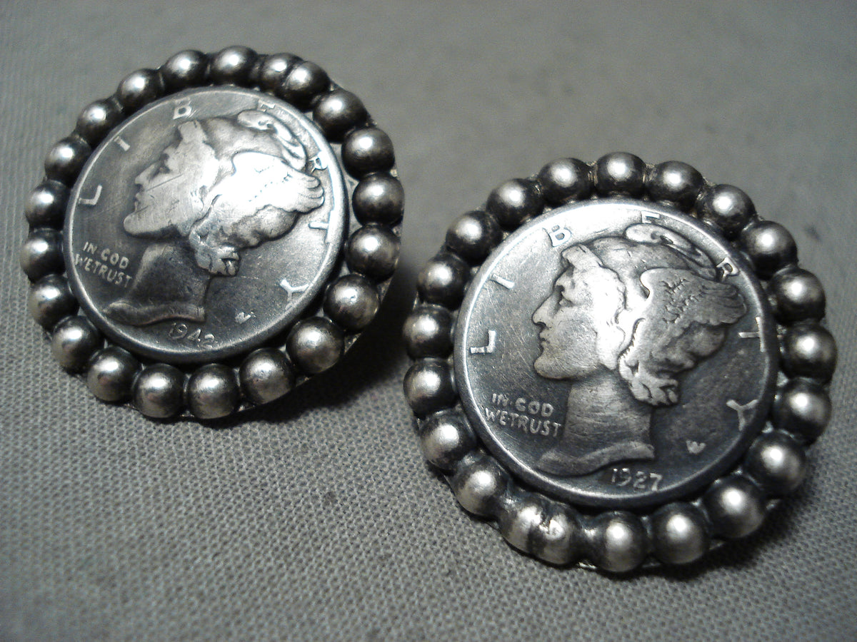 Exceptional Native American Taos Signed Silver Coins Earrings – Nativo Arts