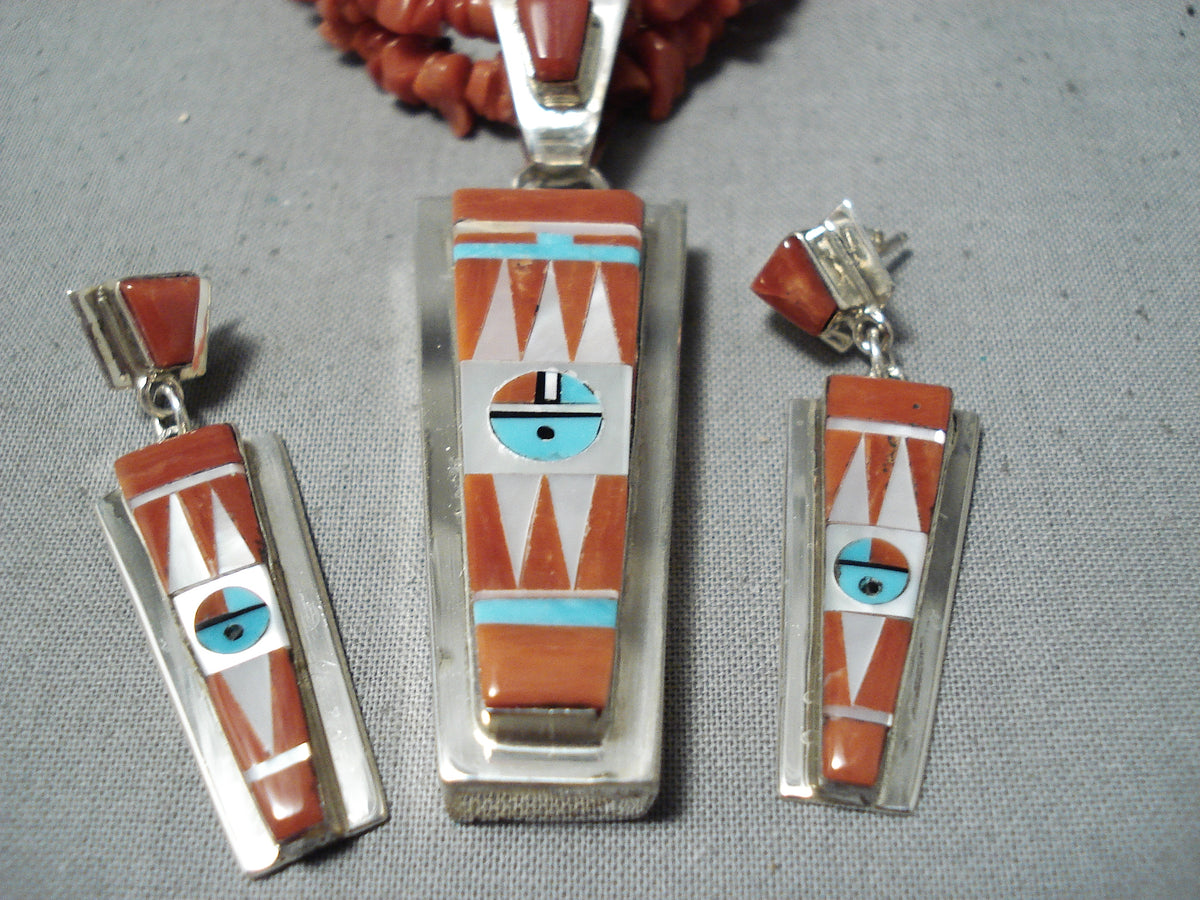 Native American Important Pat Ray Edaaki Coral Turquoise Sterling Silv ...