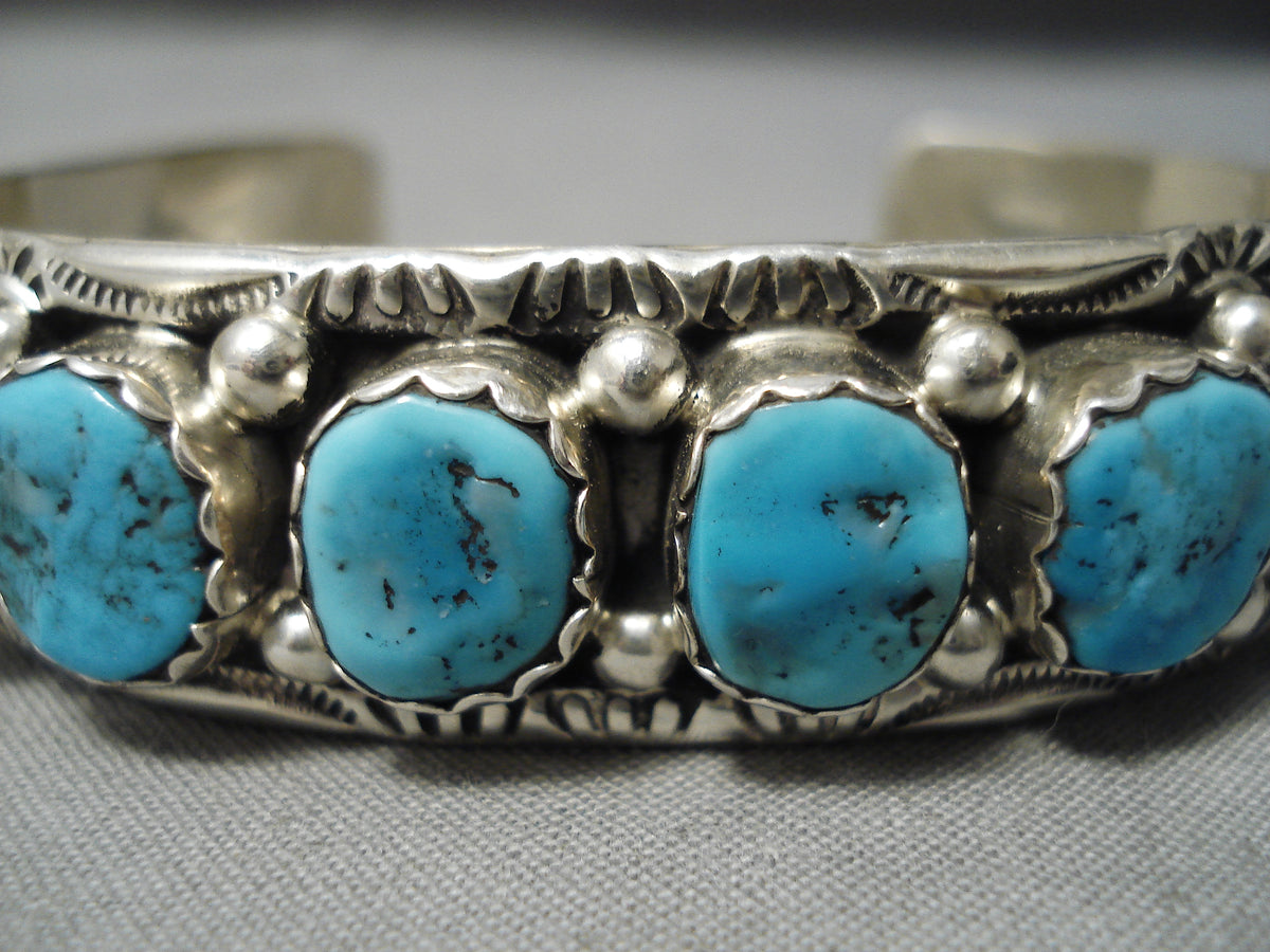 Amazing Vintage Native American Navajo Sky Blue Turquoise Sterling Sil ...