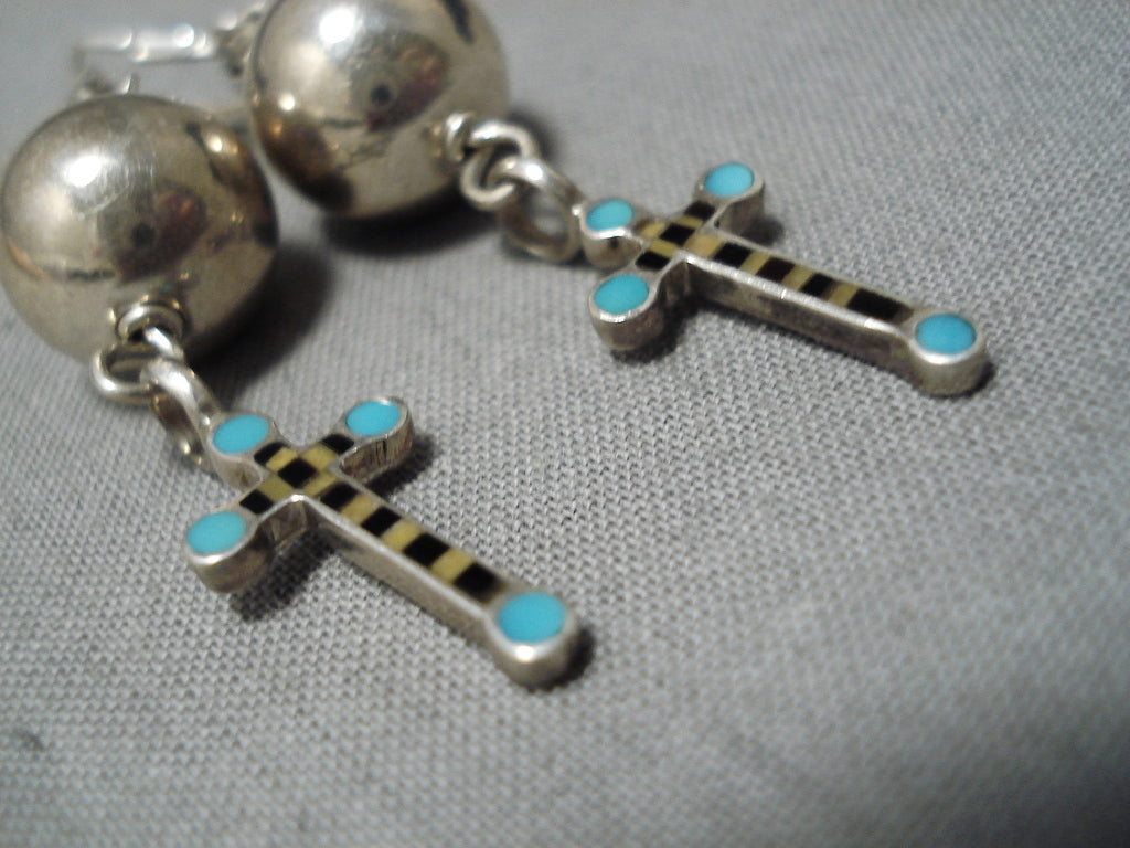 Detailed!! Vintage Native American Navajo Sterling Silver Ball Turquoi ...