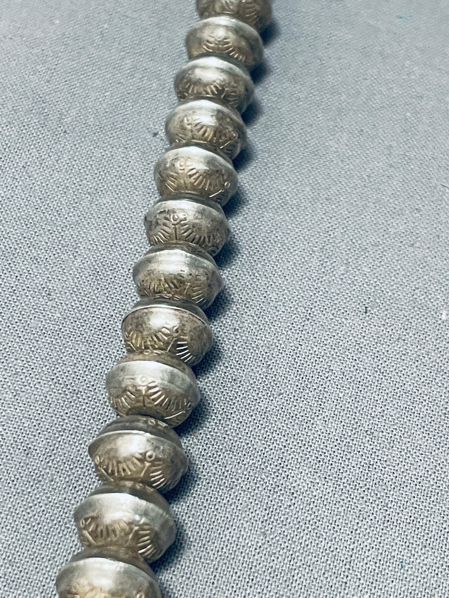 Unique Segmented Bead Vintage Native American Navajo Sterling Silver B ...