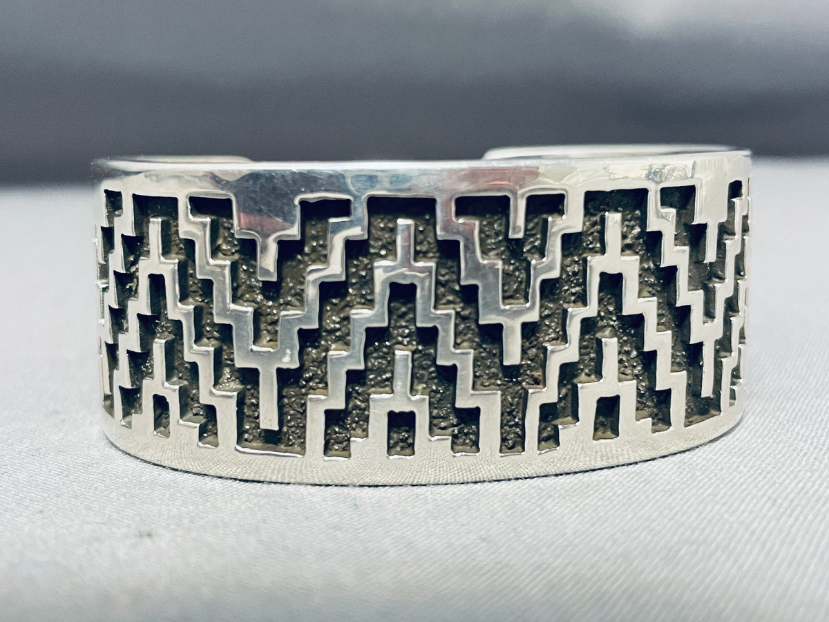 Heavy Unique Vintage Native American Navajo Tommy Jackson Sterling Sil ...