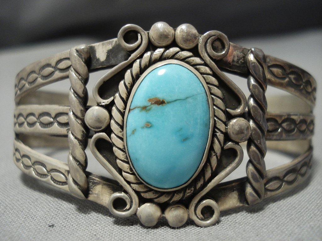 Earlier 1900's Vintage Native American Jewelry Navajo Sky Blue Turquoi ...