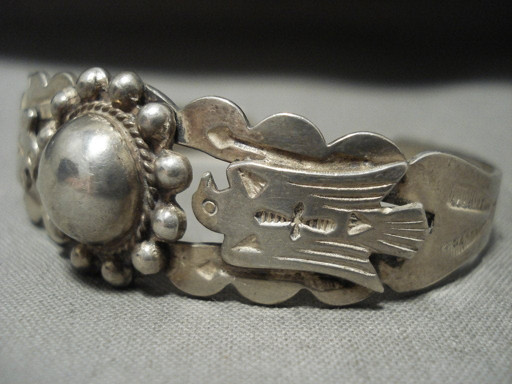 Early 1900's Vintage Navajo Native American Jewelry Silver Huge Bead B ...