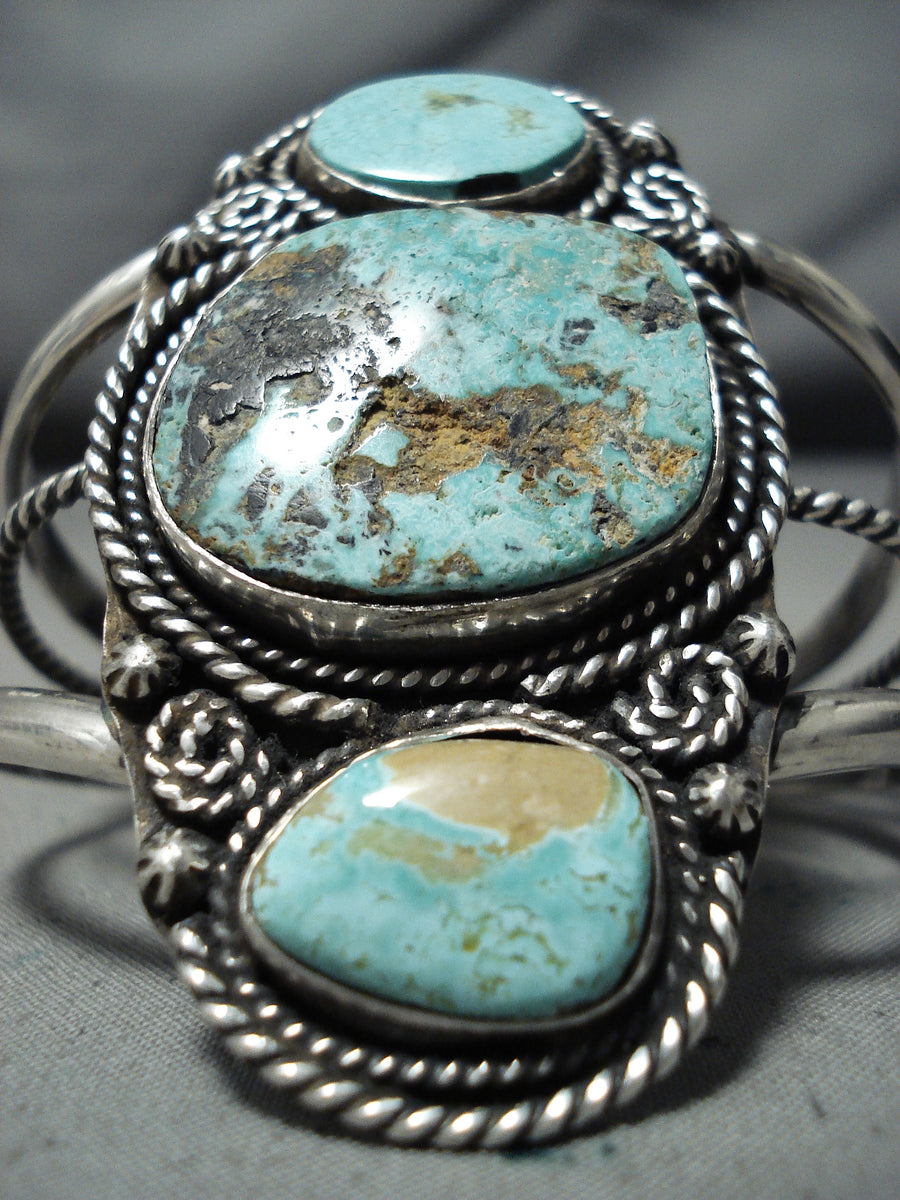 Towering Tripe Stone Turquoise Vintage Native American Navajo Sterling ...