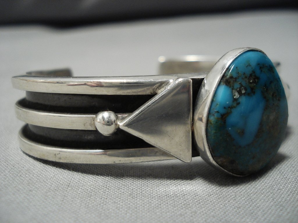 Exquisite Vintage Navajo Sterling Silver Native American Turquoise Bra ...