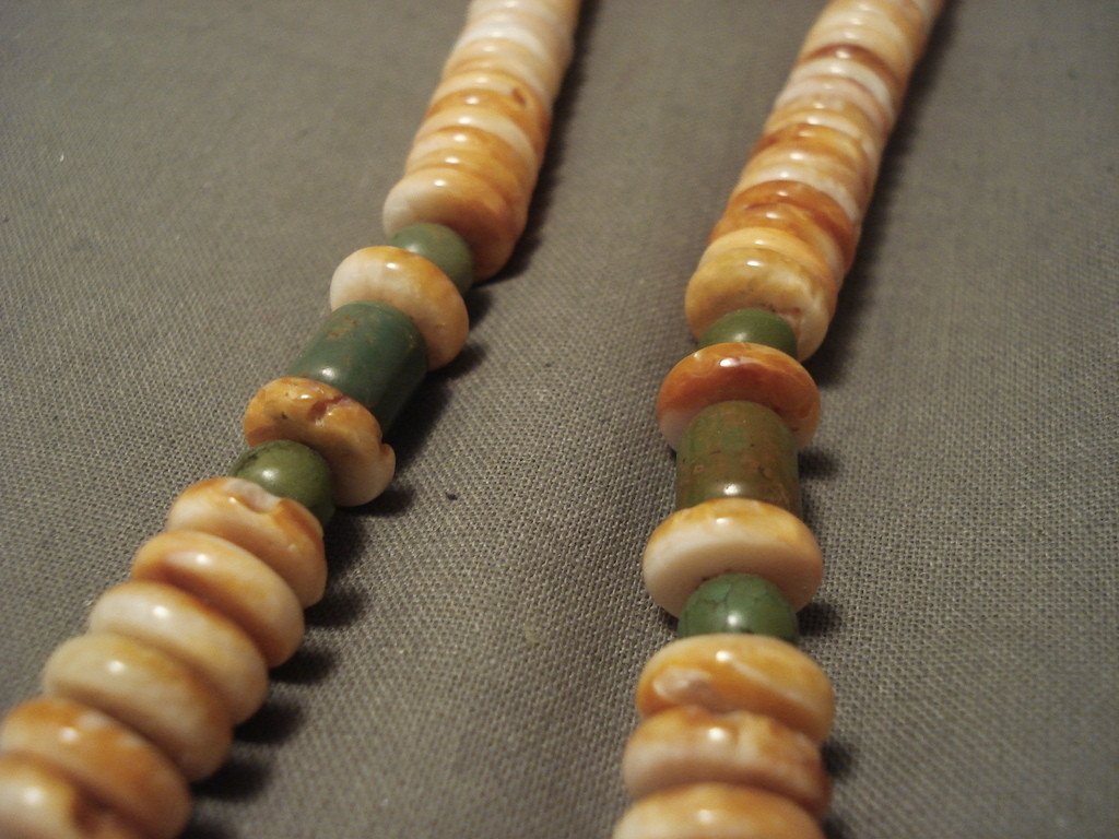 Extra Long And Cute Navajo Spiny Oyster Green Turquoise Sterling Nativ ...