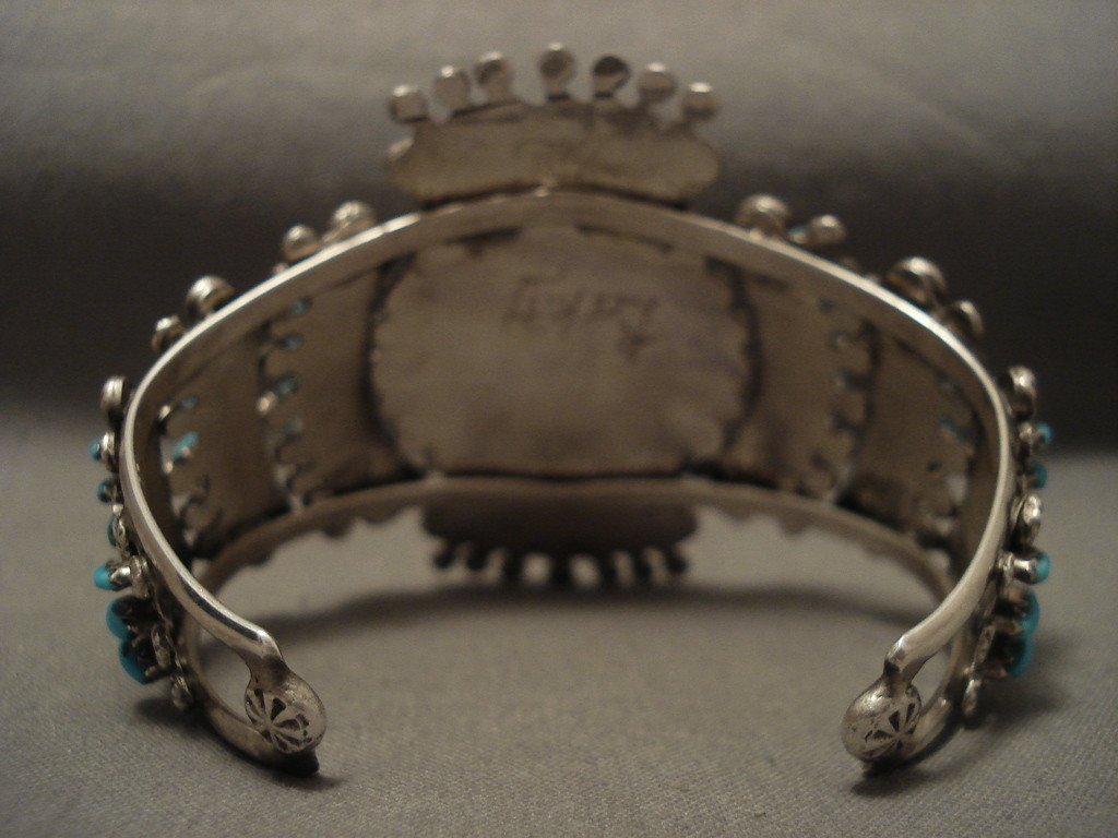 Extreme Turquoise Work Zuni Native American Jewelry Silver Bracelet Hu ...