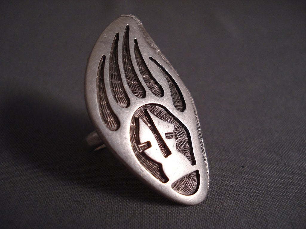 Extremely Detailed Vintage Hopi Paw Native American Jewelry Silver Rin ...