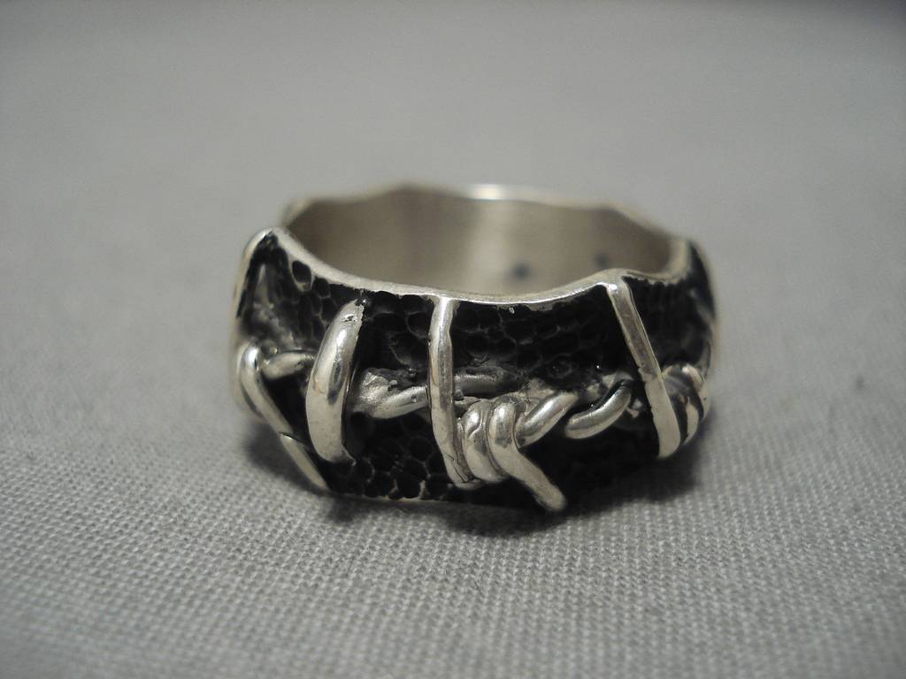 Extremely Rare Barbed Wire Native American Navajo Sterling Silver Ring ...