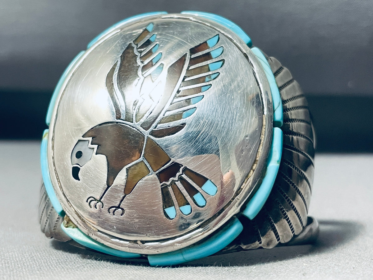 One Of The Best Vintage Native American Navajo Turquoise Eagle Inlay S ...
